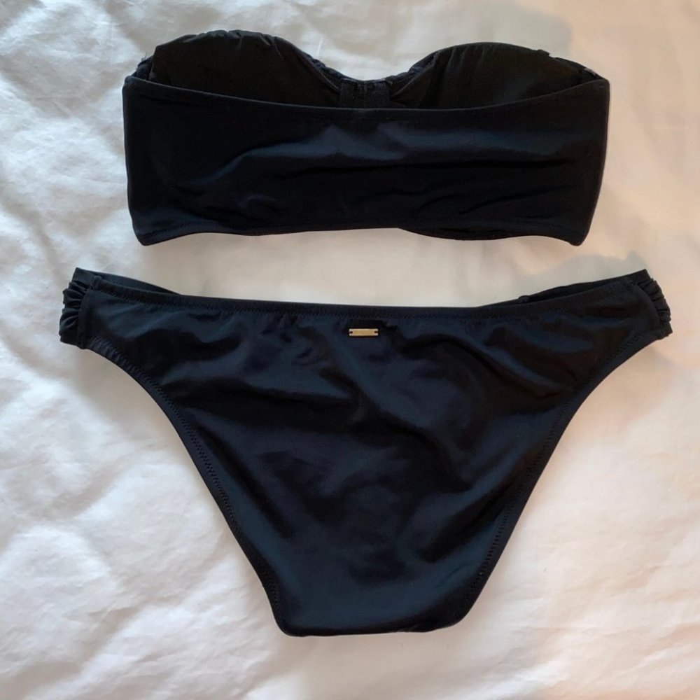 2 Piece Strapless Black Bikini Swim Swimsuit Set - Gem